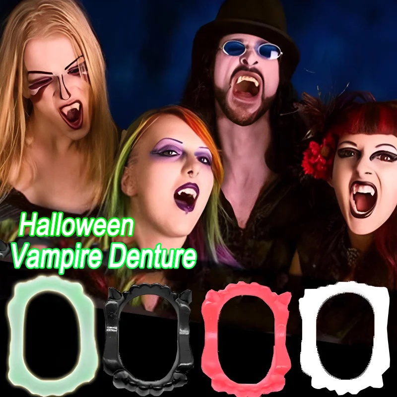 Halloween Vampire Denture Luminous Dress Up Props Horror Zombie Teeth ...