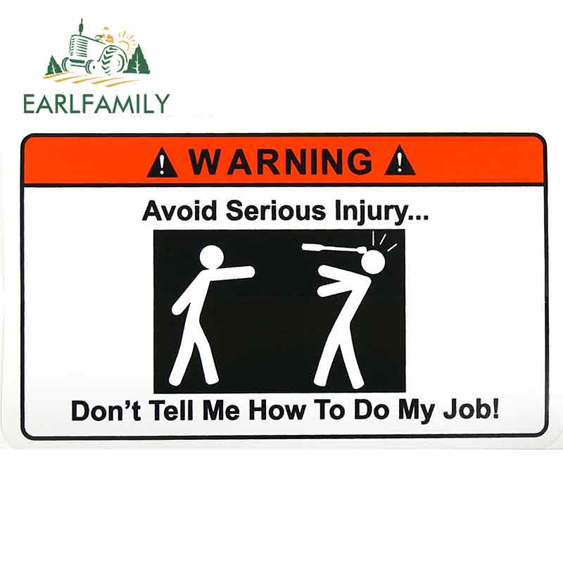 EARLFAMILY 13cm x 7.5cm Car Sticker Avoid Injury Warning Sticker Decal ...