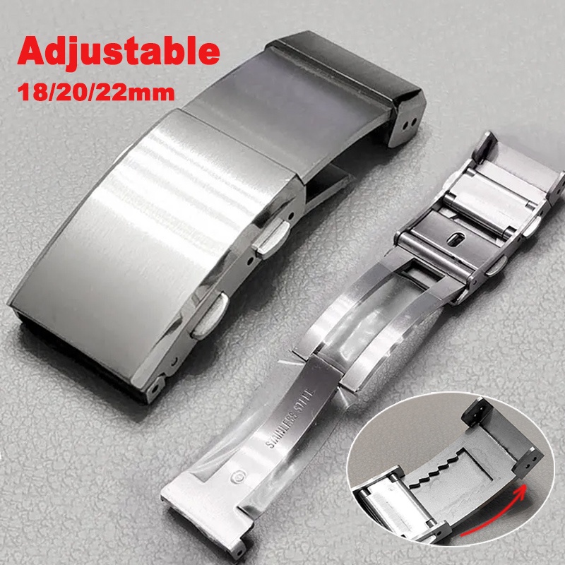 Luxury 316L Stainless Steel Button 18mm 20mm 22mm Watch Buckle for ...