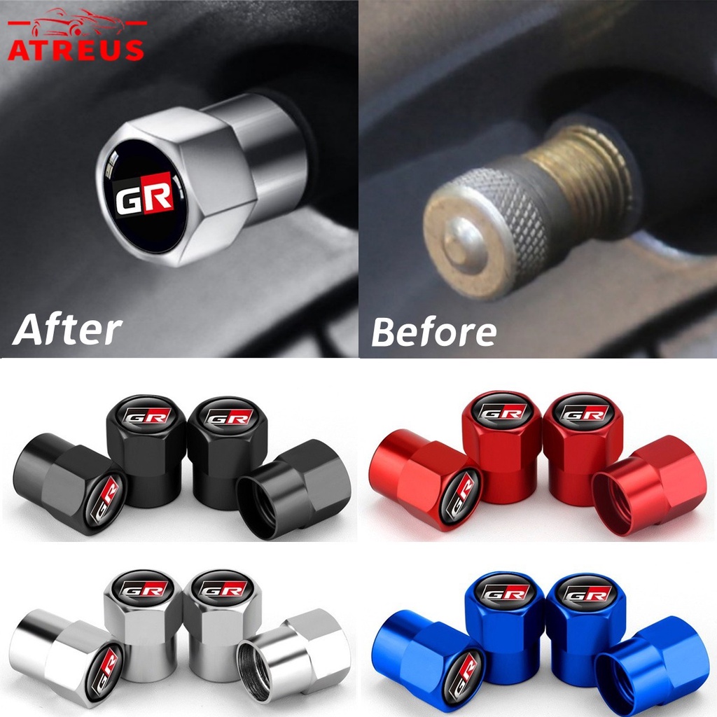 4Pcs Toyota GR Logo Car Tire Valve Caps Automotive Metal Parts Printed ...