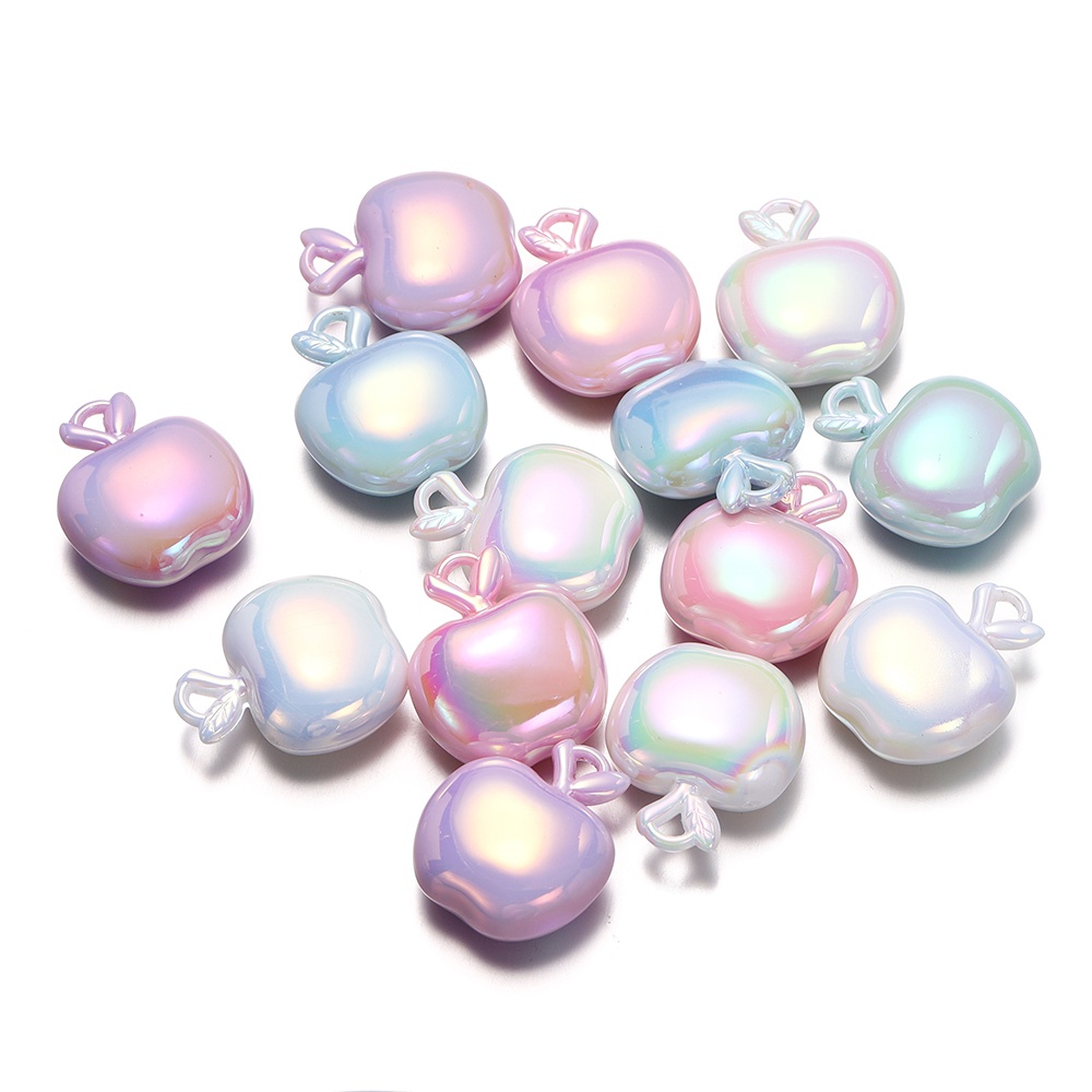 St. kunkka 2pcs Colorful Apple Beads Acrylic Solid Color UV Apple ...