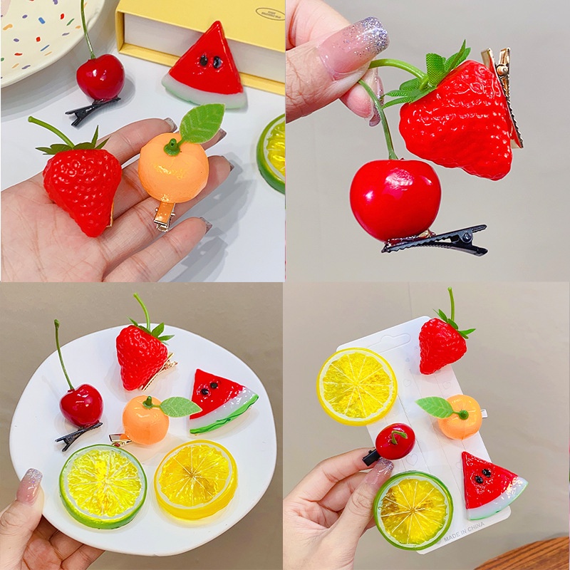 Cute Simulation Fruit Hairpin Female Funny Funny Fun Bangs Clip Side ...