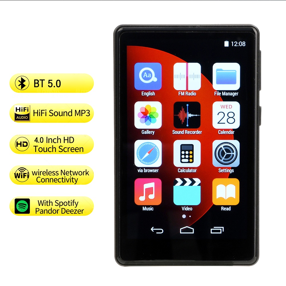 WiFi MP3 Player Bluetooth 5.0 MP4 MP5 Player 4.0"Full Touch screen ...