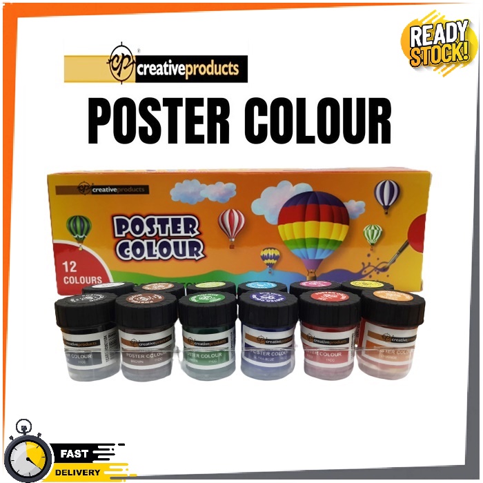 CP Creative Products Non-Toxic Poster Color Set, Poster Colour Paint ...