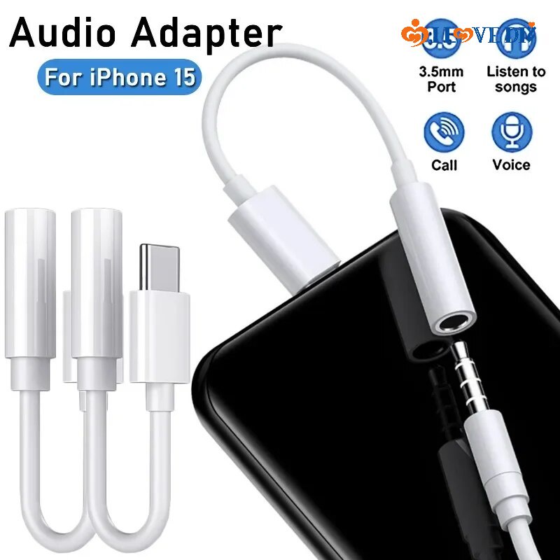 For IPhone 15 Mini 3.5mm Earphone Jack To Type-C Interface Adapter ...