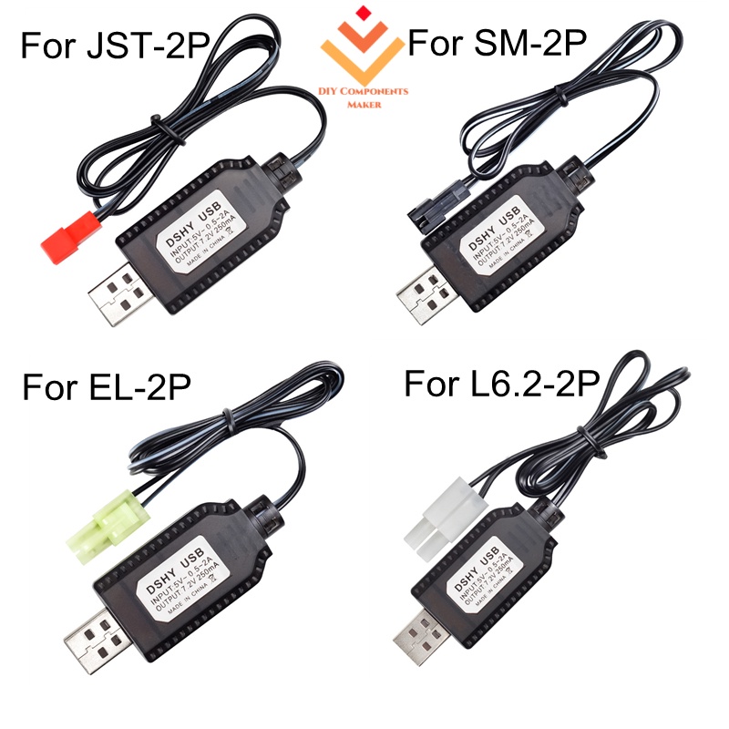 USB Power Charger Cable 7.2V 250mA Output Ni-Cd Ni-Mh Battery Pack USB Charging Cable for JST SM ...