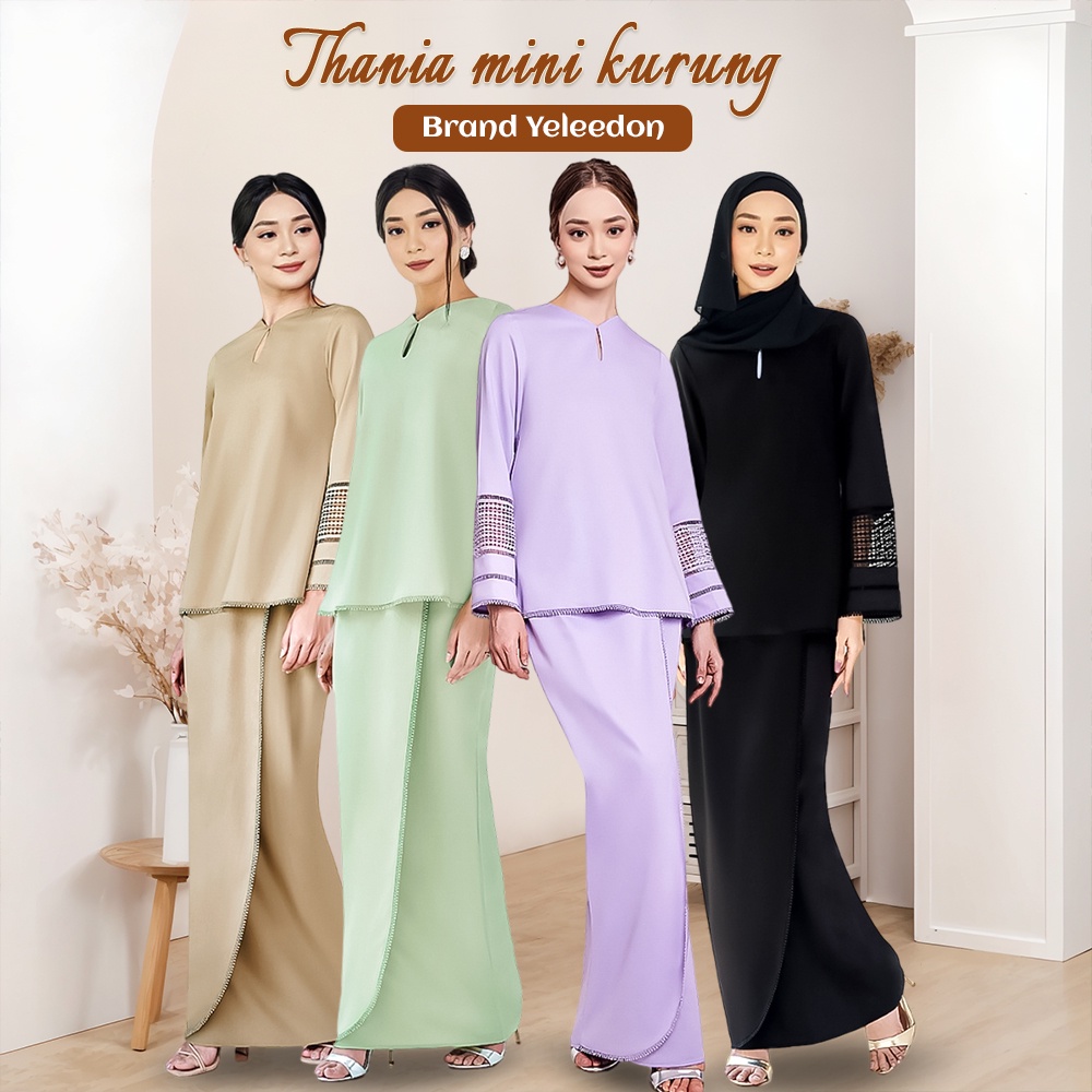Baju Kebarung Hitam Openwork Sleeves Baju Kurung Moden Pleated Kurung ...
