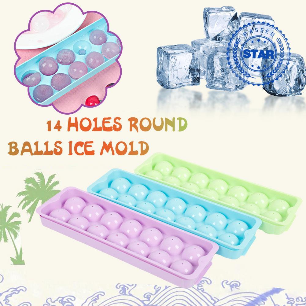 14 Holes Round Balls Ice Mold Ice Hockey Grid Making Demould Stackable ...
