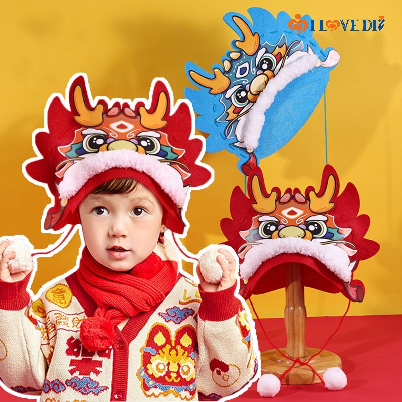 DIY Boys Girls New Year Dragon Head Hat Fashion Cartoon Dragon Caps ...