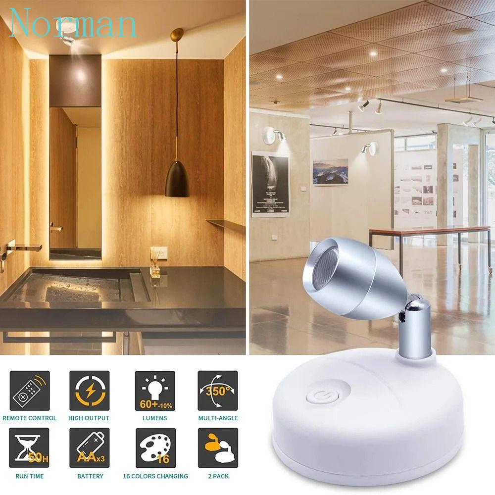 NORMAN Wireless Spotlights, RGB Remote Control Rotatable Cabinet ...