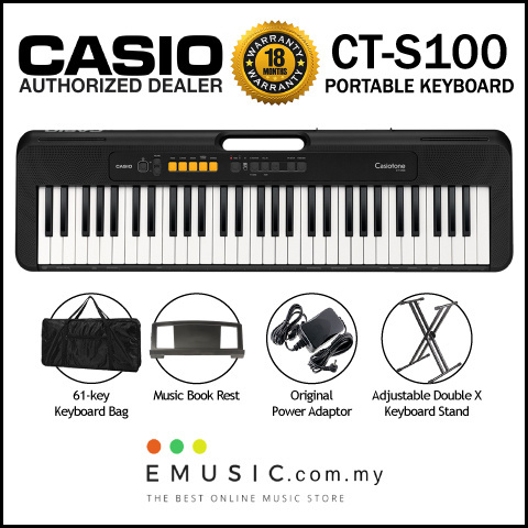 Casio CT-S100 61-key Portable Keyboard with Carrying Bag (Casiotone ...