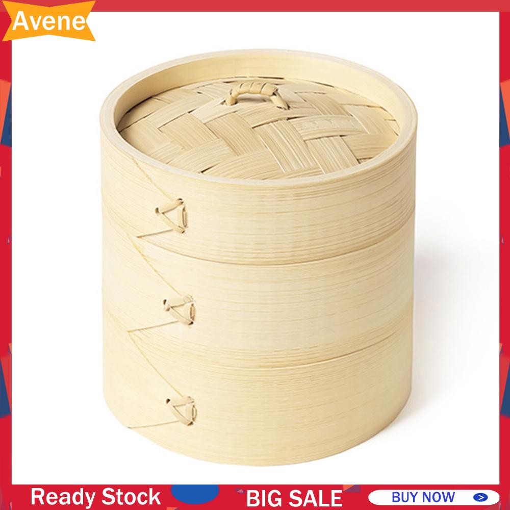 Bamboo Snack Steamer Cage with Lid Chinese Steamer Basket Reusable Home ...