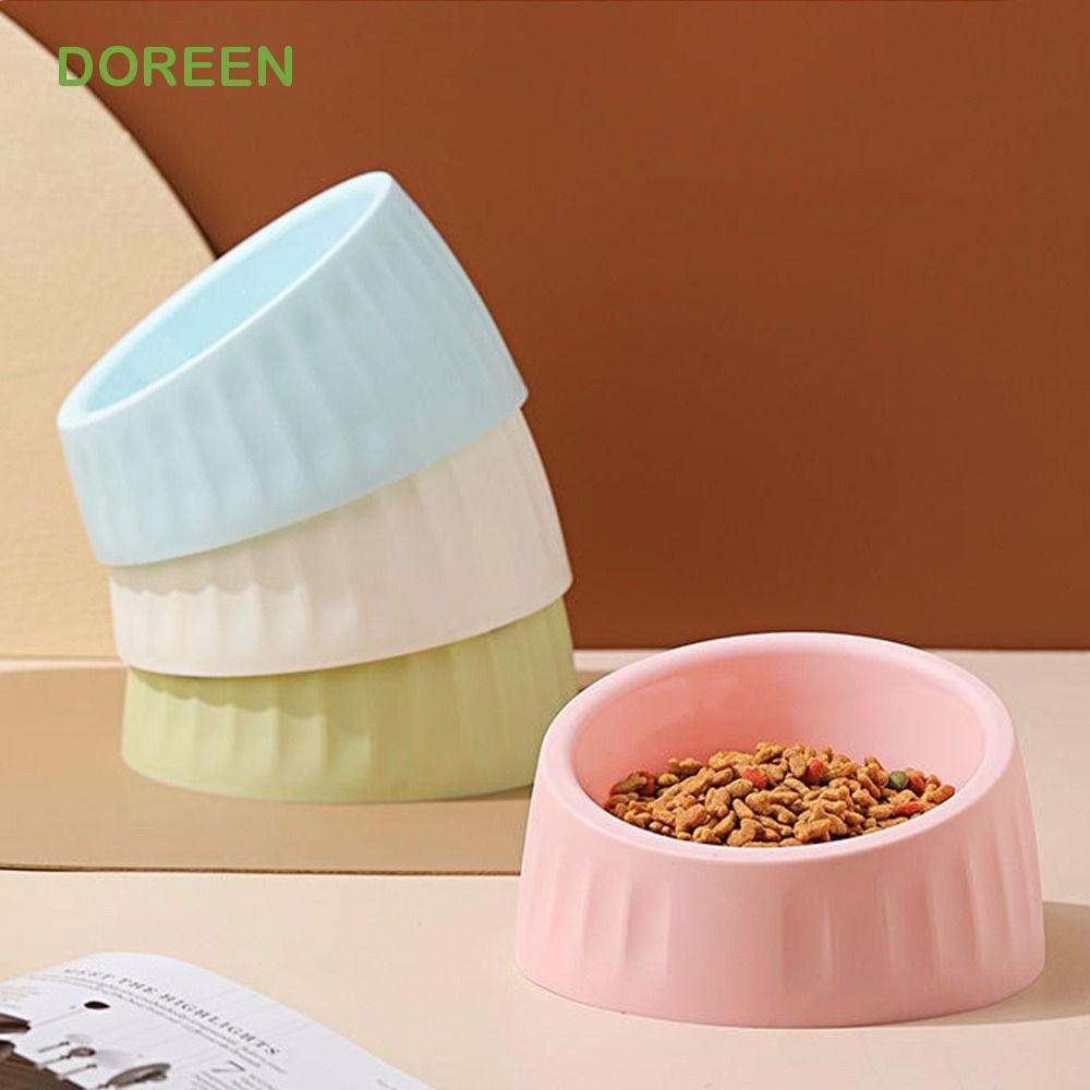 DOREEN Cat Bowl, Anti-Spill Stainless Steel Pet Food Dispenser Bowls ...