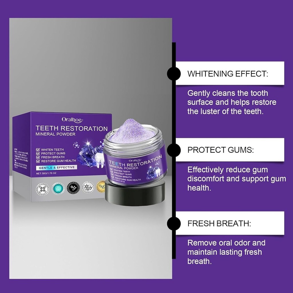 Purple Tooth Powder Gentle Cleaning Protect Teeth Long-Lasting ...