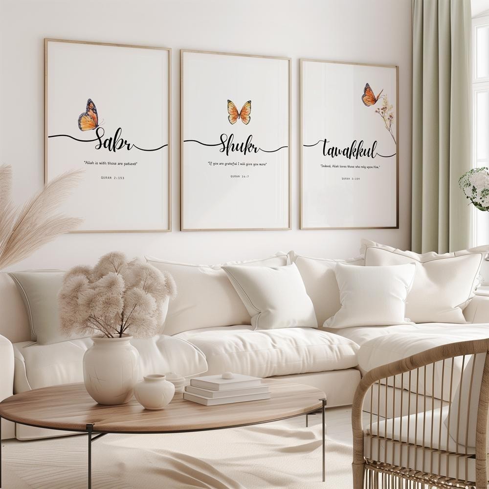 Islamic Wall Art Poster – Sabr, Shukr, Tawakkul | Quran Quotes Print ...