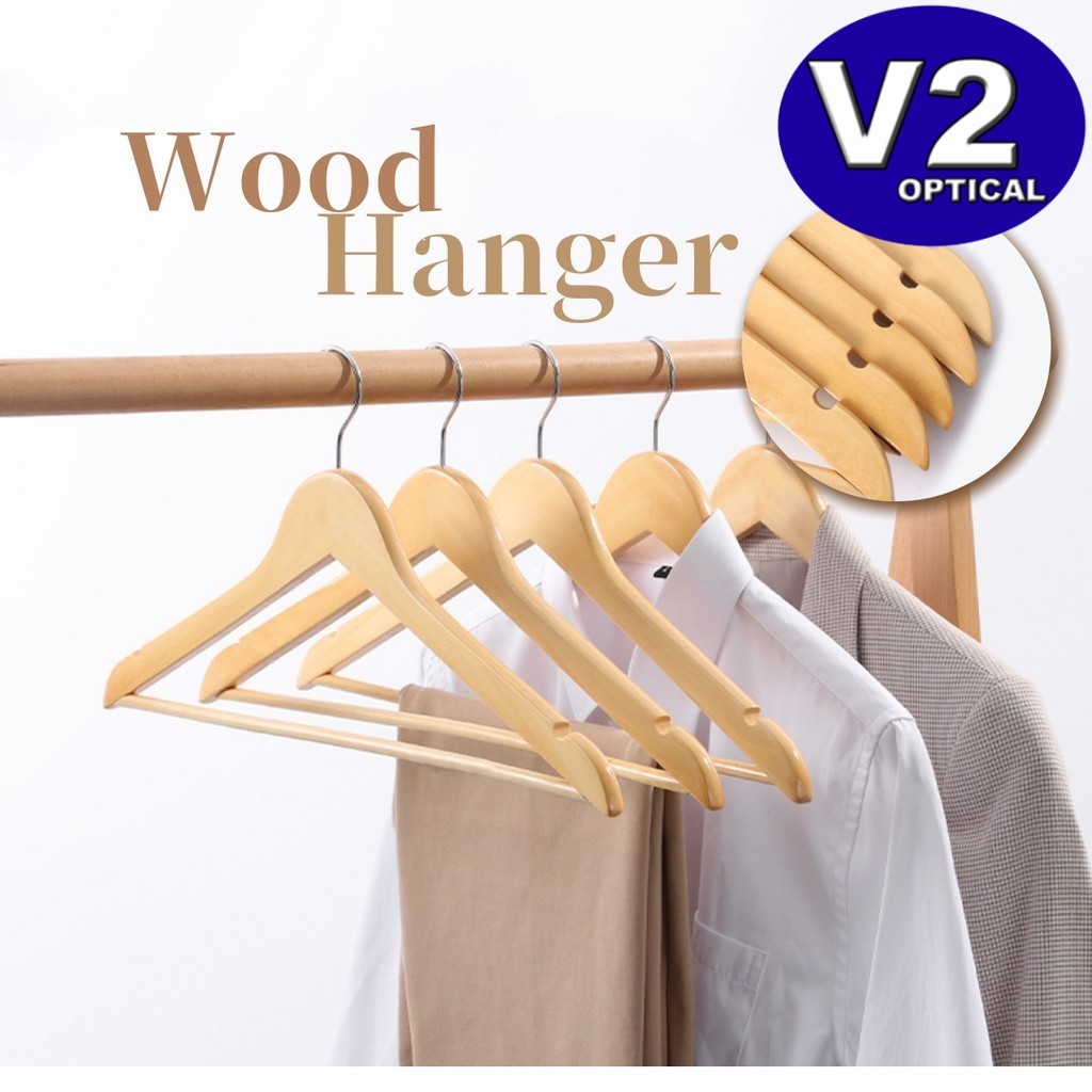 (1 pcs) Wood Triangle Hanger Non-slip Suit Boutique Solid Clothes ...