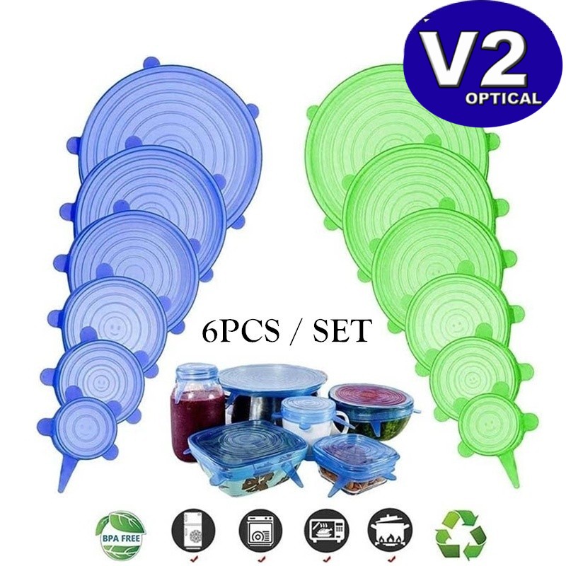 6PCS SET Silicone Stretch Lids Elastic Cover Reusable Food Storage ...