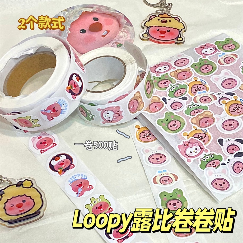 500PCS Loopy Ruby Roll Sticker New Little Beaver High Value Paste Tape ...
