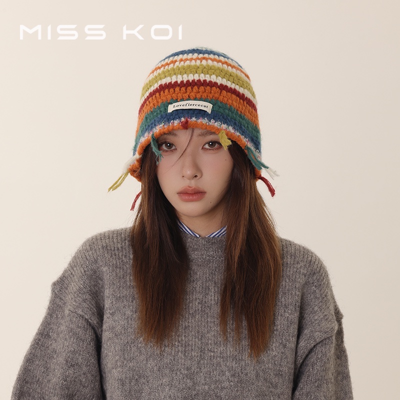 Misskoi [Ready Stock] Dopamine Girl~Wool Hat Female Autumn Winter Face ...