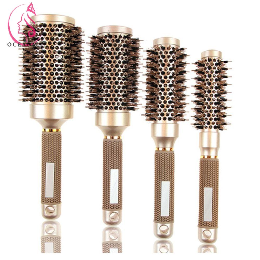 OCEANMAP Round Hair Comb, Thermal Professional Ceramic Iron Barrel Comb ...