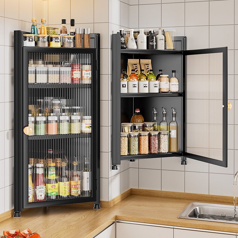 Kitchen with door triangle spice shelf wall mounted spices condiments ...