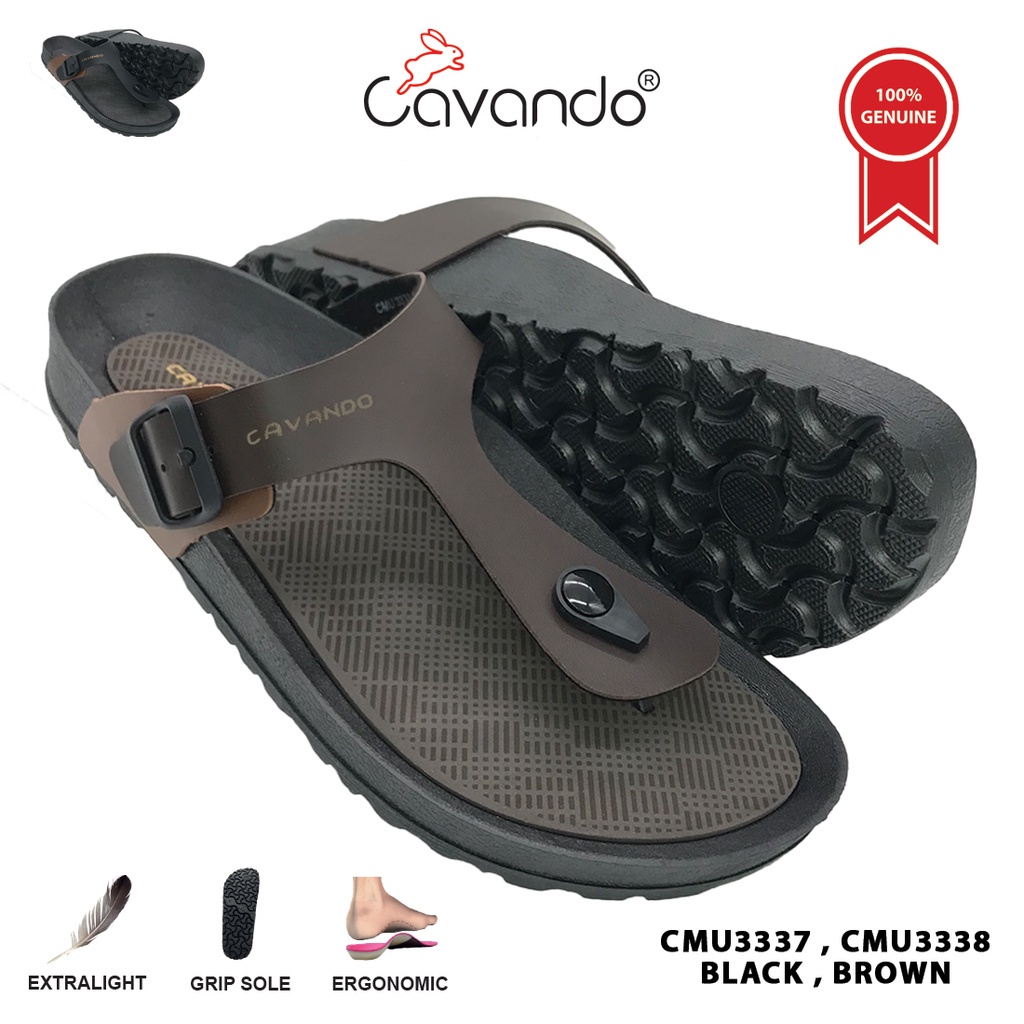 Cavando Sandal Lelaki Selipar Ringan - Men's Sandals Black/Brown ...