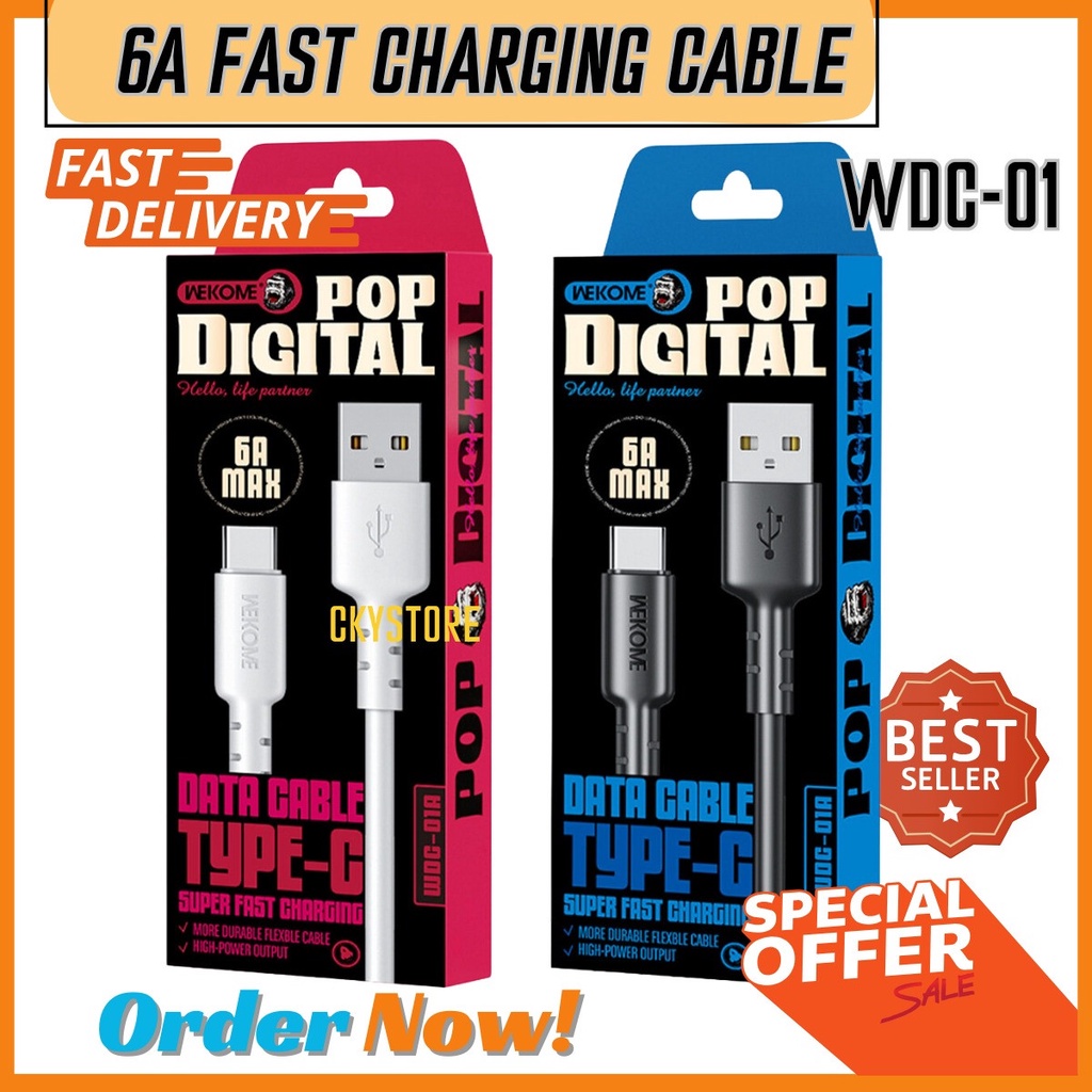 WK DESIGN WDC 01 6A 1 Meter Pop Digital Micro USB / Light--ning / Type ...