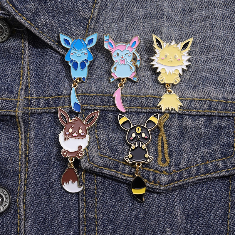 Anime Elf Enamel Pin Brooches Kawaii Cartoon Turtle Fox Pikachu Brooch ...