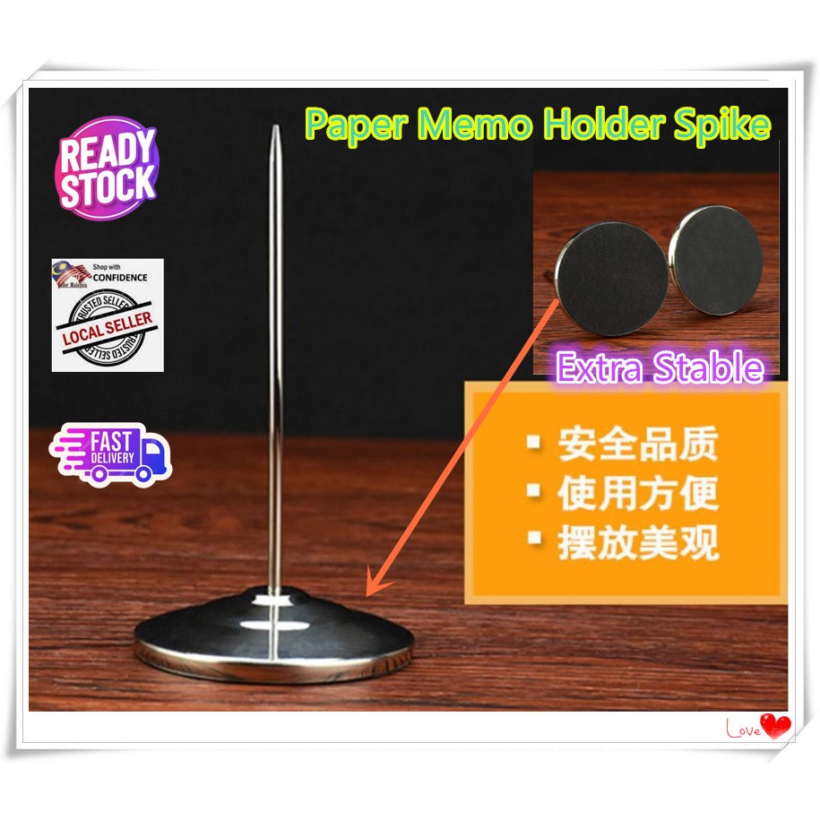 Stainless Steel Paper Memo Holder Spike Restaurant Receipt Holder ...