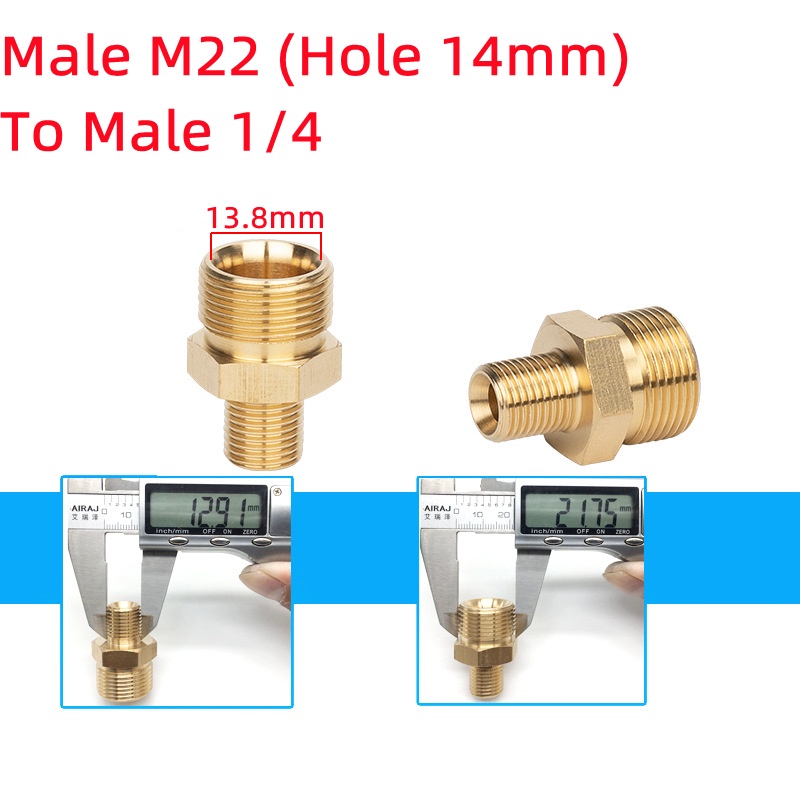 Brass 3 8 1 4 M14 M18 M22 Thread Connector Male Female Adapter For