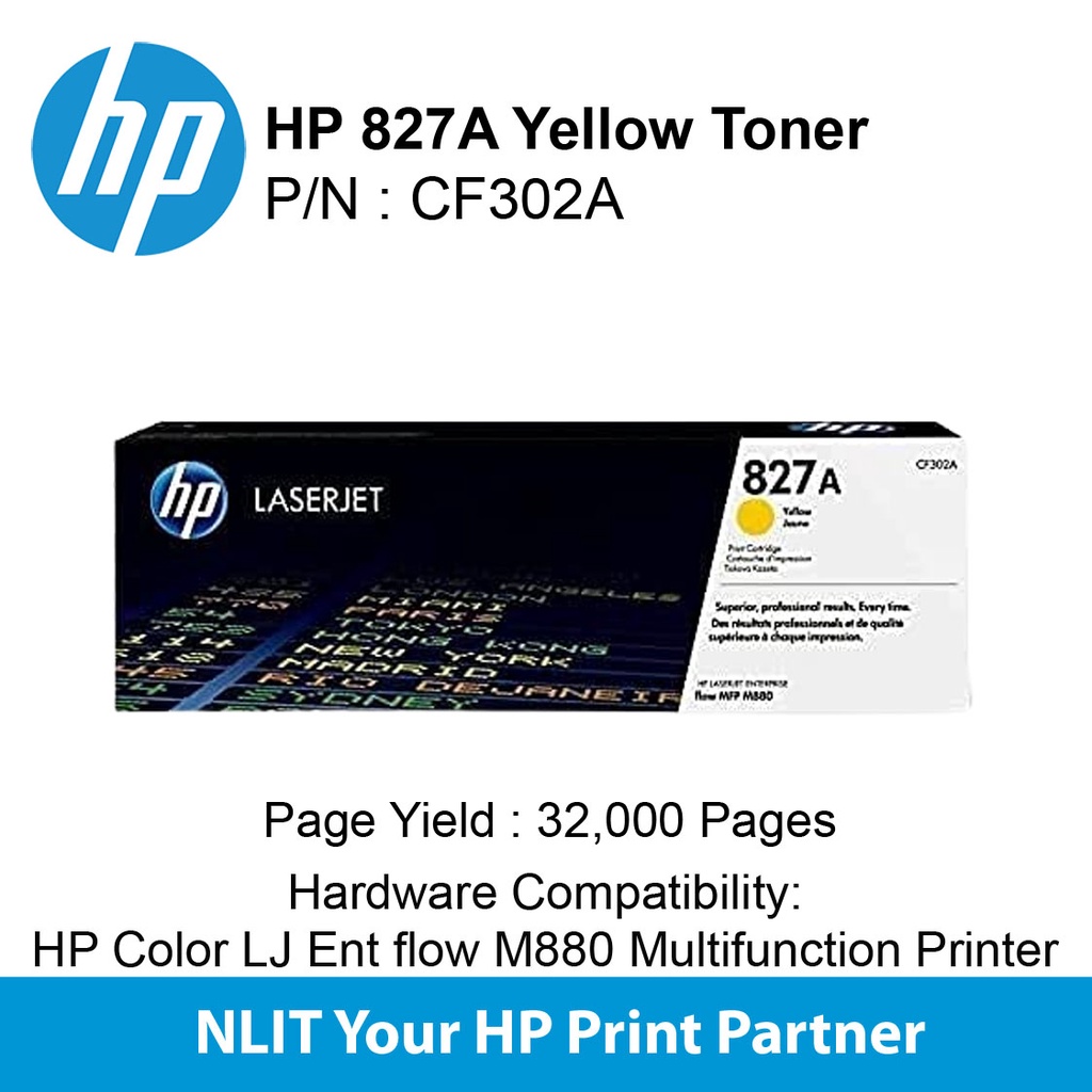 HP Original Toner : HP 827A Yellow : 32000pgs : CF302A : 2 Yrs Warranty ...