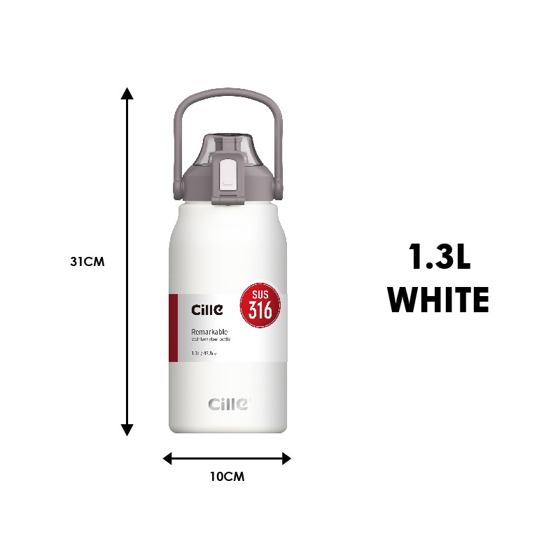 Cille 316SS Stainless Steel Vacuum Flask Thermoses Water Bottle With Adjustable Straw XB-20136/ ...
