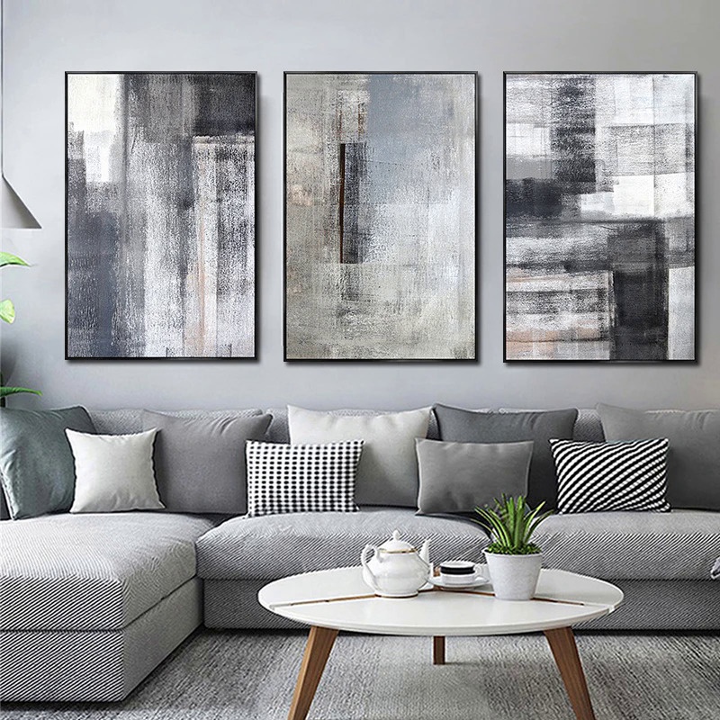 3pcs Abstract Brush Effect Modern Posters Wall Art Canvas Painting ...