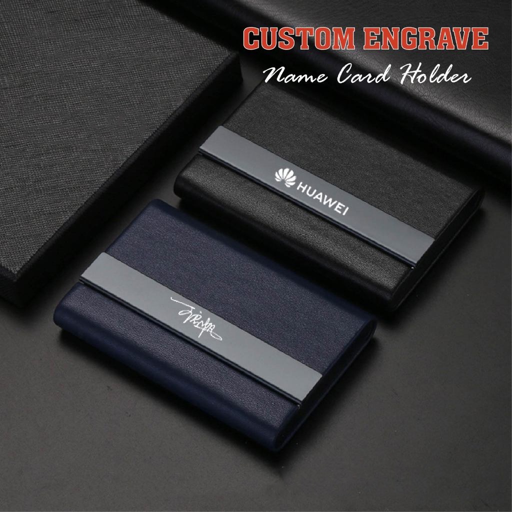 Name Card Holder PU Leather & Stainless Steel Multi Card Case Holder ...