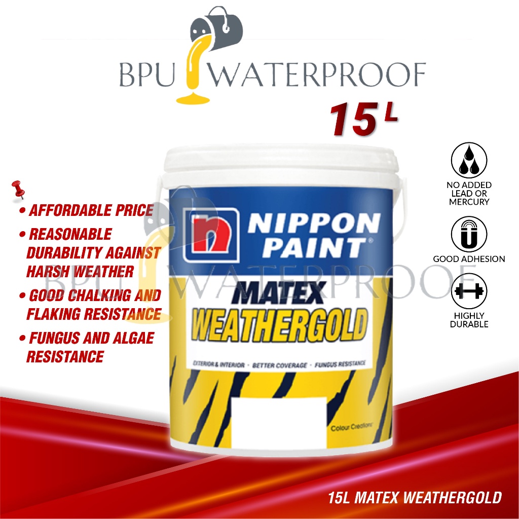 Nippon Paint 15L Weather-Gold Exterior Wall Paint / Cat Dinding Luar ...