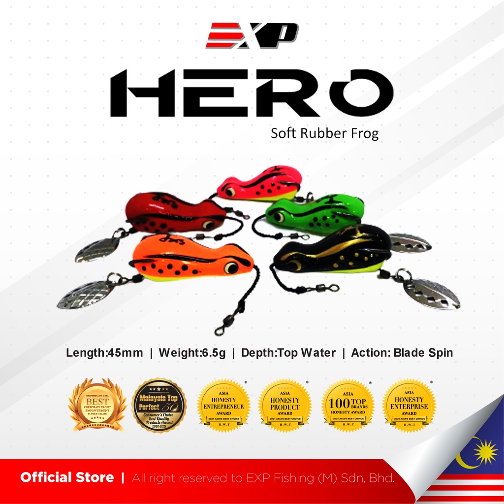 EXP HERO FROG Soft Rubber Frog Expert For Snakehead Hunter Haruan/Toman ...