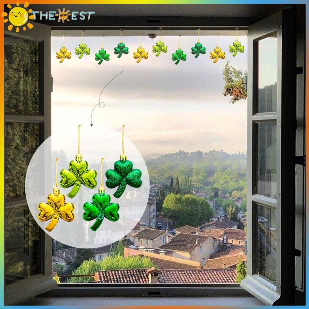 THEBEST 8Pcs Lucky Shamrocks Baubles Good Luck Hanging Shamrocks ...