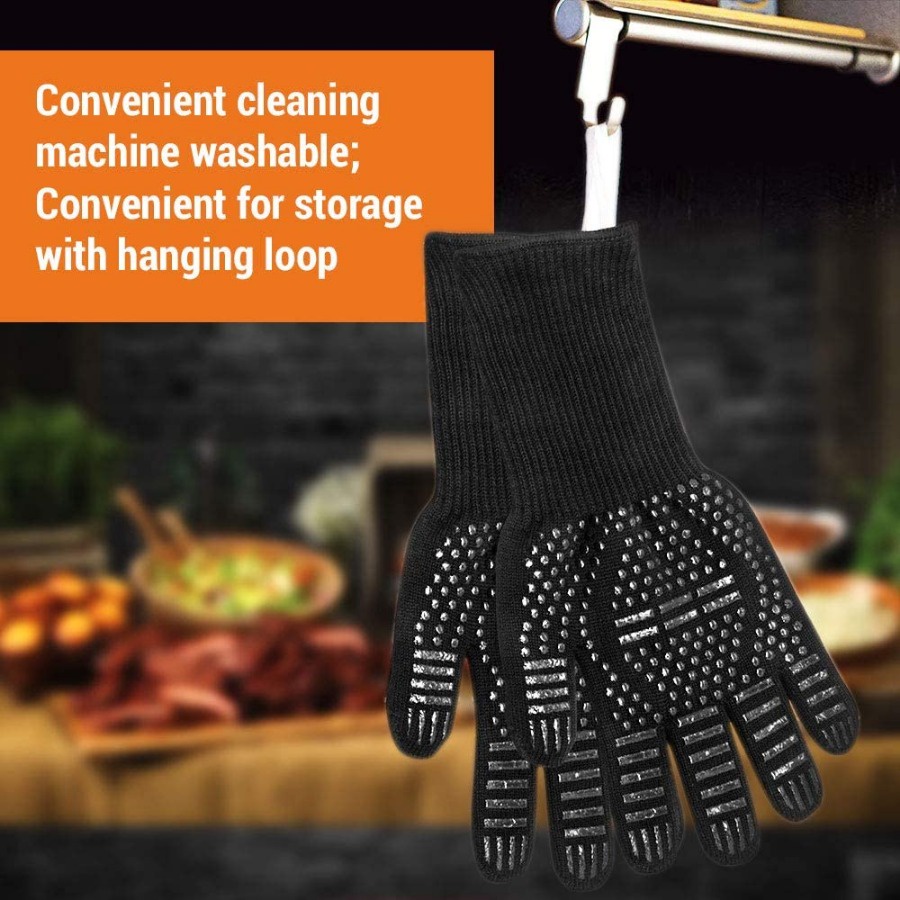 BBQ Grilling Cooking Gloves 500℃ Extreme Heat Resistant Oven Welding Gloves High Quality Kitchen ...