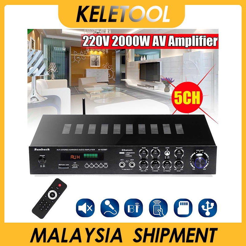5 Channel Home Theater Audio Power Amplifier Bluetooth FM USB SD With ...