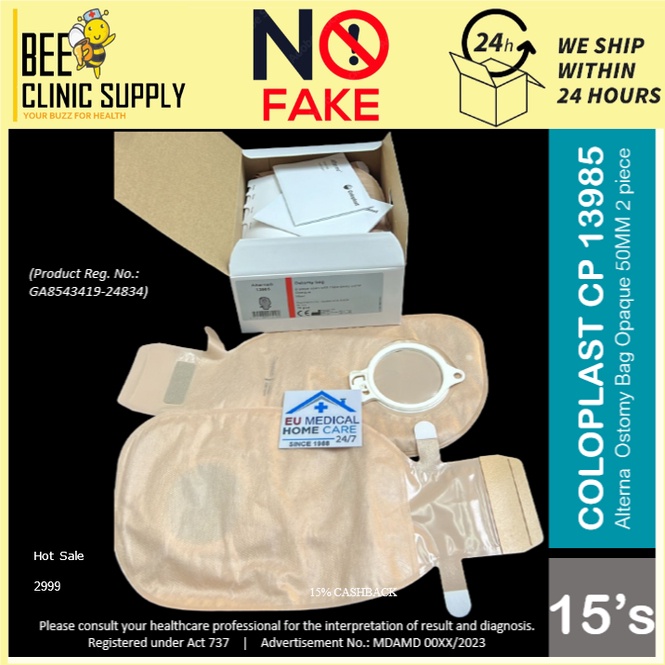 COLOPLAST CP 13985 ALTERNA Ostomy Bag Opaque 50MM 2 piece open 康乐保CP13985造口袋不透明50毫米2件式开口 ...