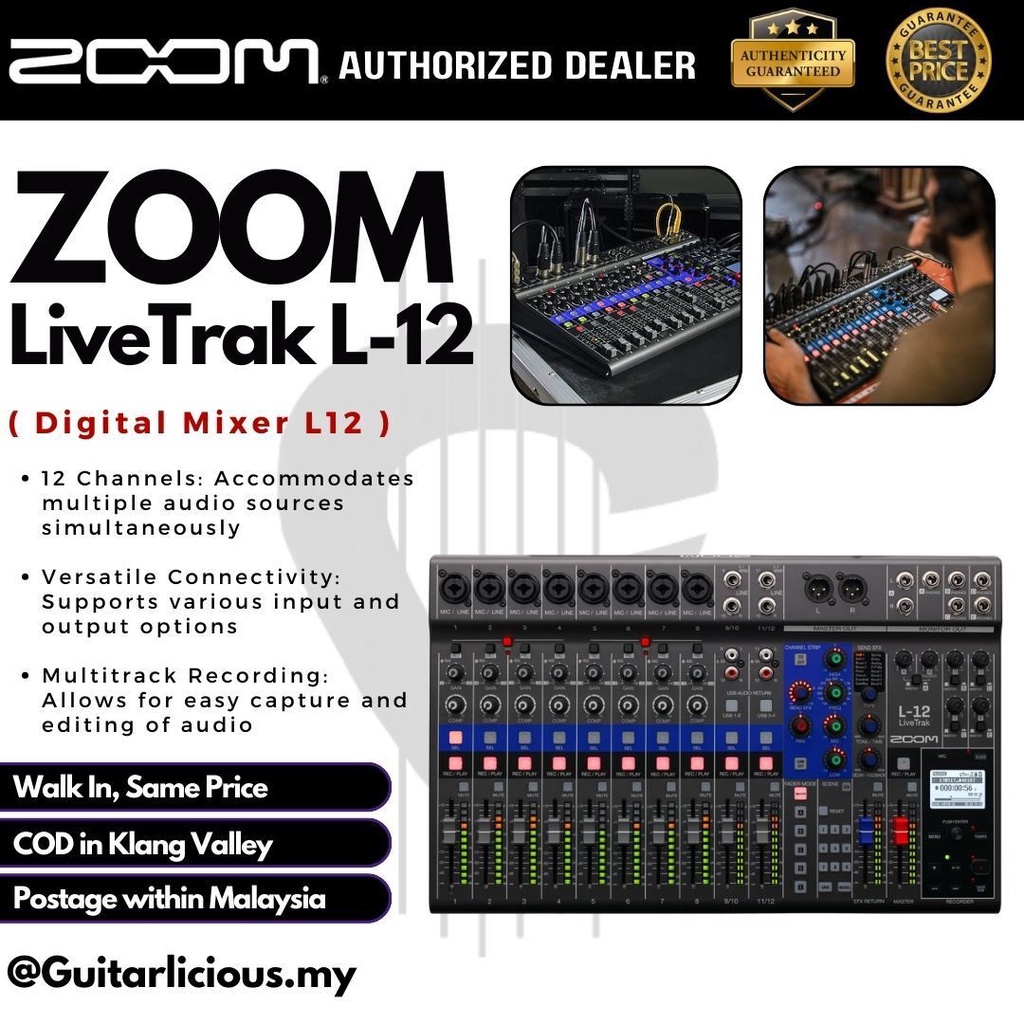 Zoom LiveTrak L-12 – 12 Channel Digital Mixer with Interface ( L12 / L ...