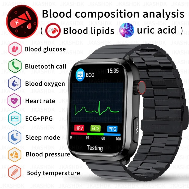 2025 New Blood Lipids Uric Acid Blood Glucose Smart Watch Men ECG+PPG ...