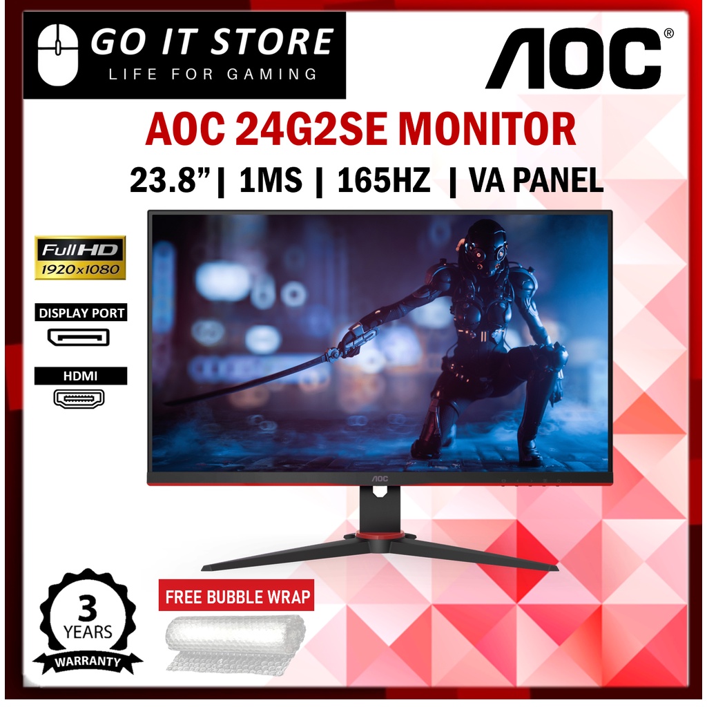 AOC Monitor 23.8" 24G2SE 1ms 165Hz VA AdaptiveSync FHD Gaming Monitor ...