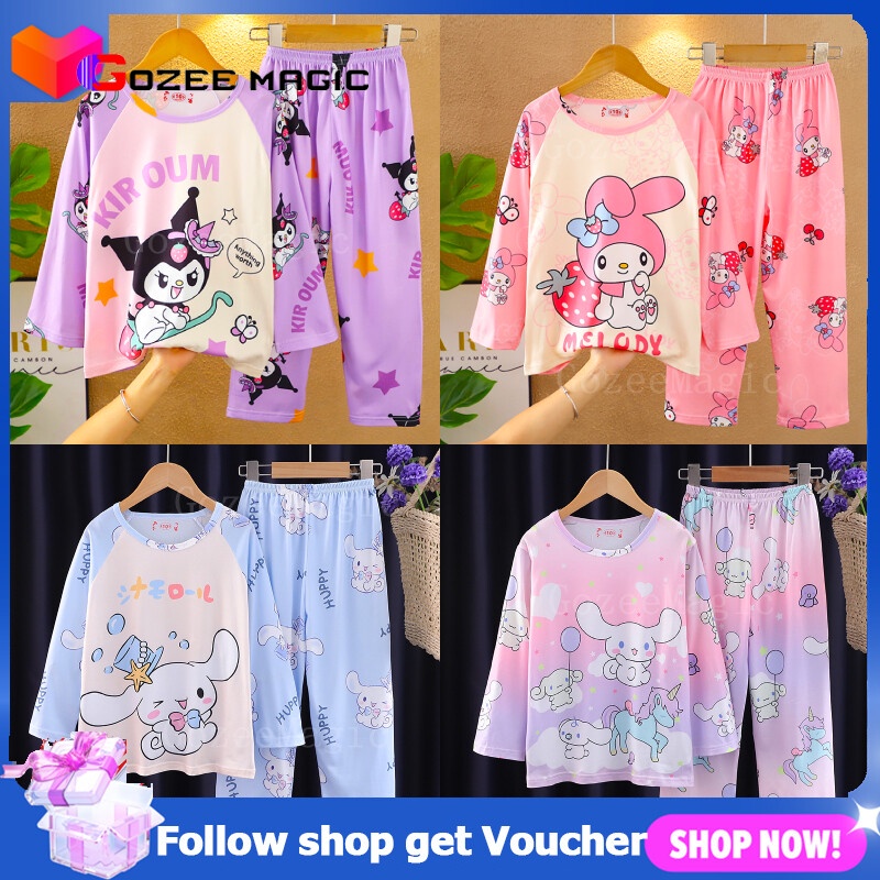 Kuromi Cartoon Pyjamas My Melody Cinnamoroll Kids Girl Boy Long Sleeve ...