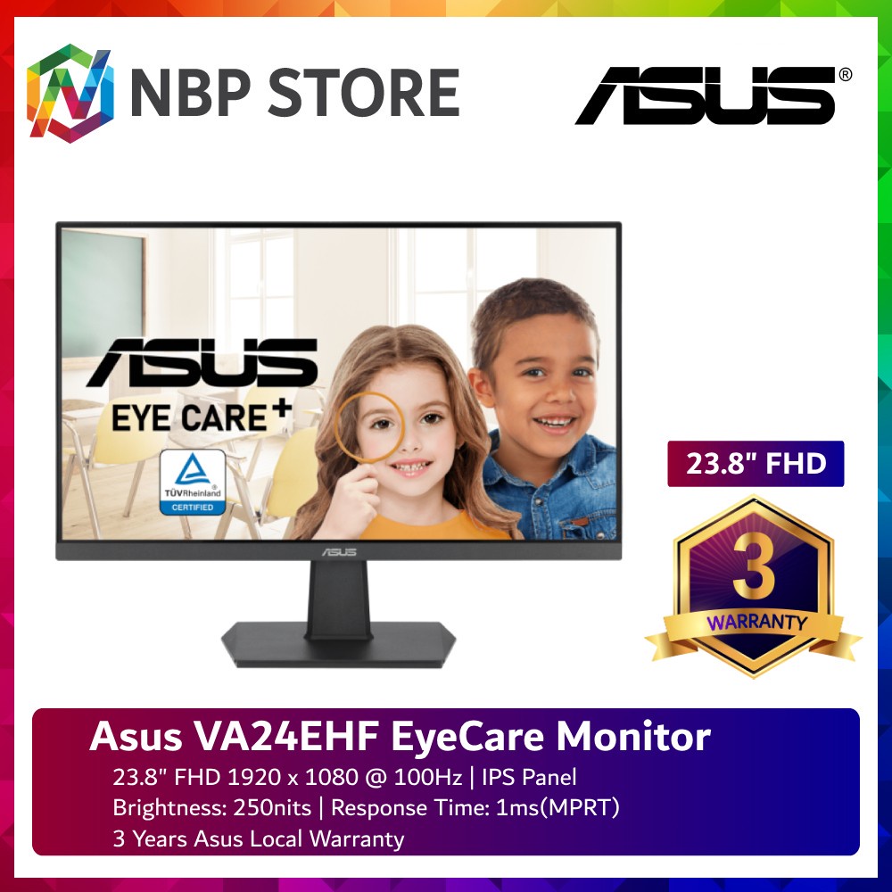 Asus VA24EHF 23.8" FHD 100Hz IPS Eye Care Gaming Monitor ( HDMI, 3 Yrs ...