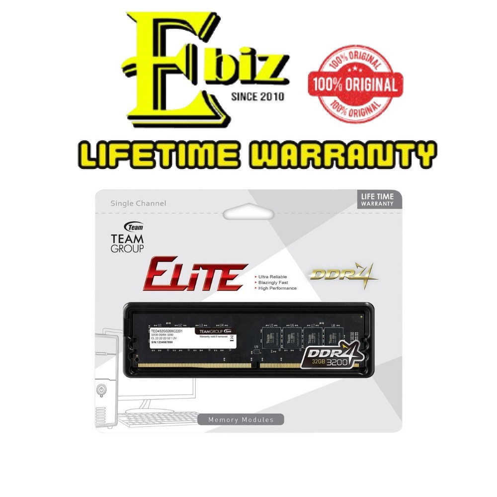 TEAM GROUP Elite 8GB | 16GB | 32GB DDR4 3200MHZ Desktop Ram | Shopee ...