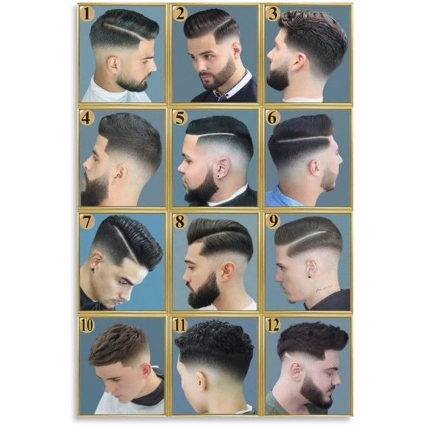 Barber Haircut Posters For Menbarber Hairstyle Guide Poster Barber ...