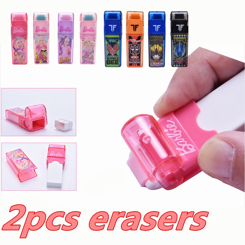 Cute Barbie Cartoon Flip-top Long Roller Colorful Rectangle Eraser ...
