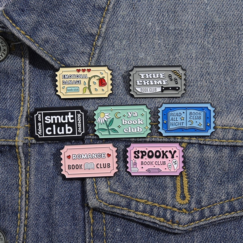 Cartoon Club Stamp Enamel Brooch Smut Club Romance Book Club Read All ...