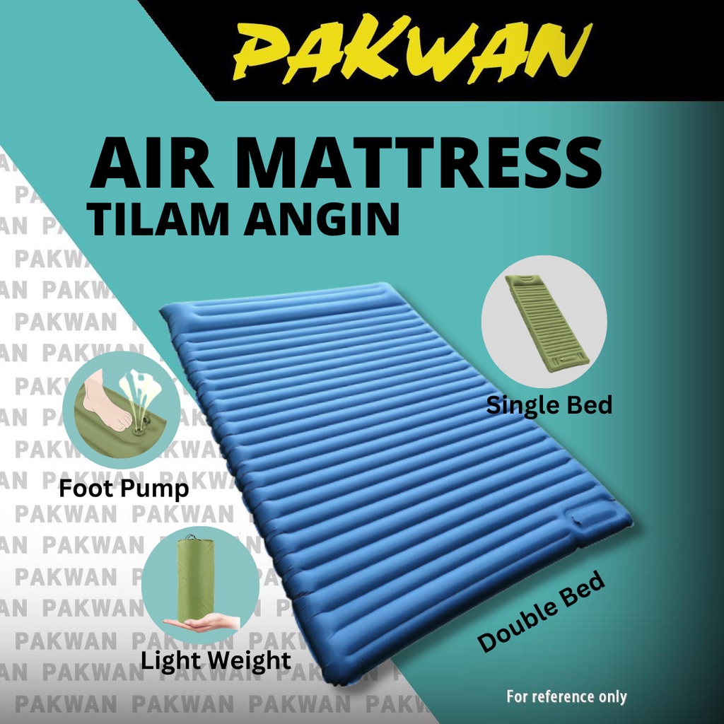 Tilam Angin Camping Air Bed Portable Mattress Foot Pump Inflatable ...